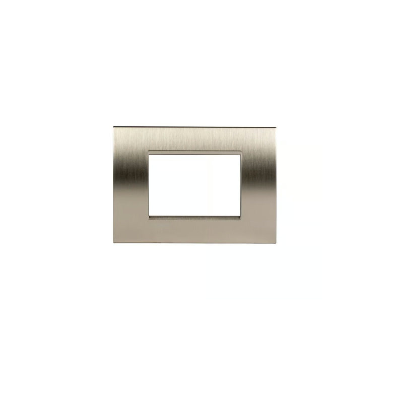 Placa rectangular acero pulido 3 módulos c/chasís