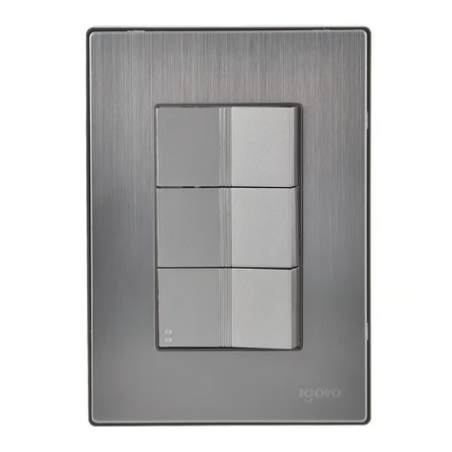 Placa Inox 2 Apagadores 1 Apag Escalera